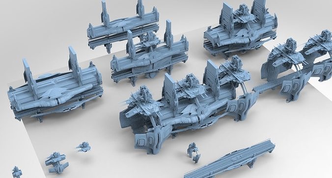 Sci fi Ship Rail Collection 1 3D model | CGTrader
