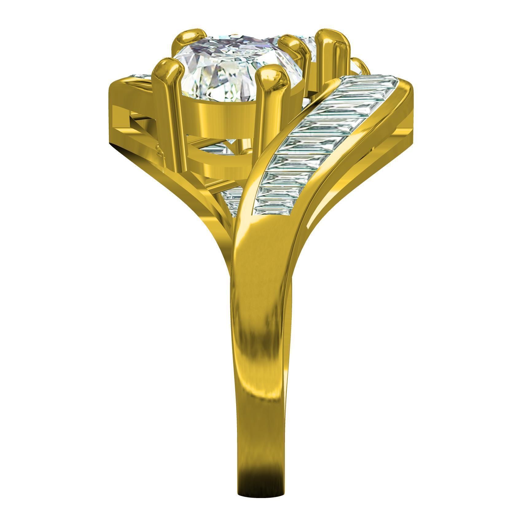 Wave Style Bypass Shank Wedding Ring 3D model 3D printable | CGTrader