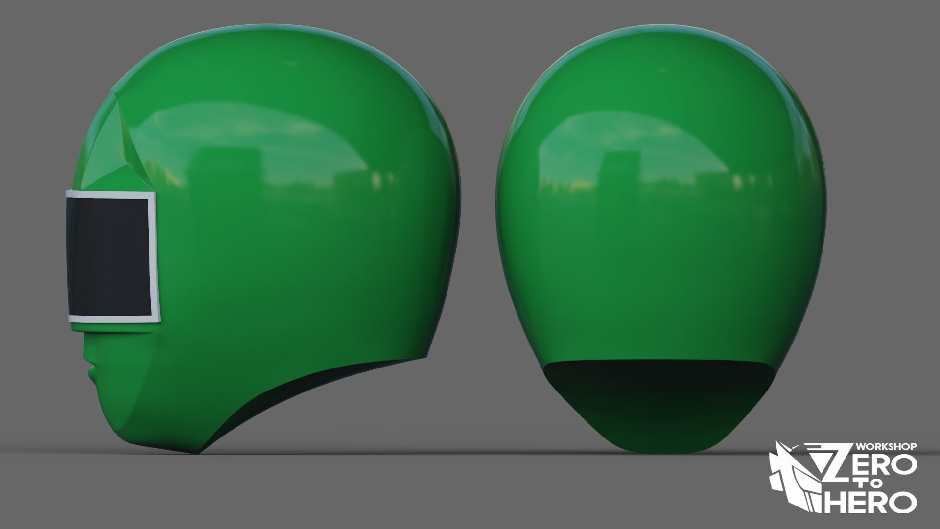 Power Ranger Zeo Green Helmet 3D model 3D printable | CGTrader