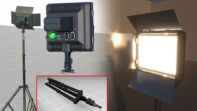 3D model Studio light with stand VR / AR / low-poly | CGTrader