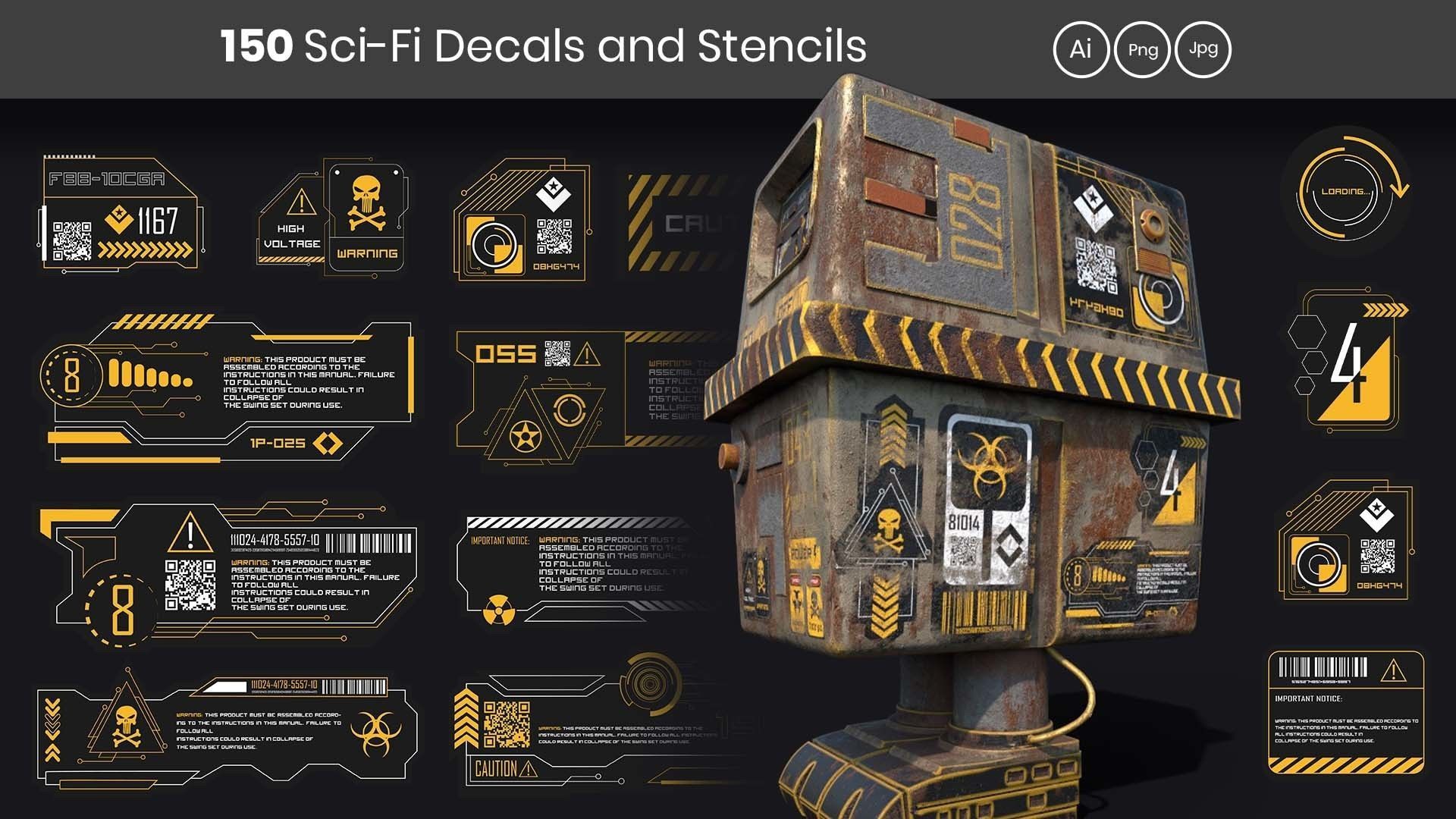 150 Sci-Fi Decals and Stencils 3D model | CGTrader