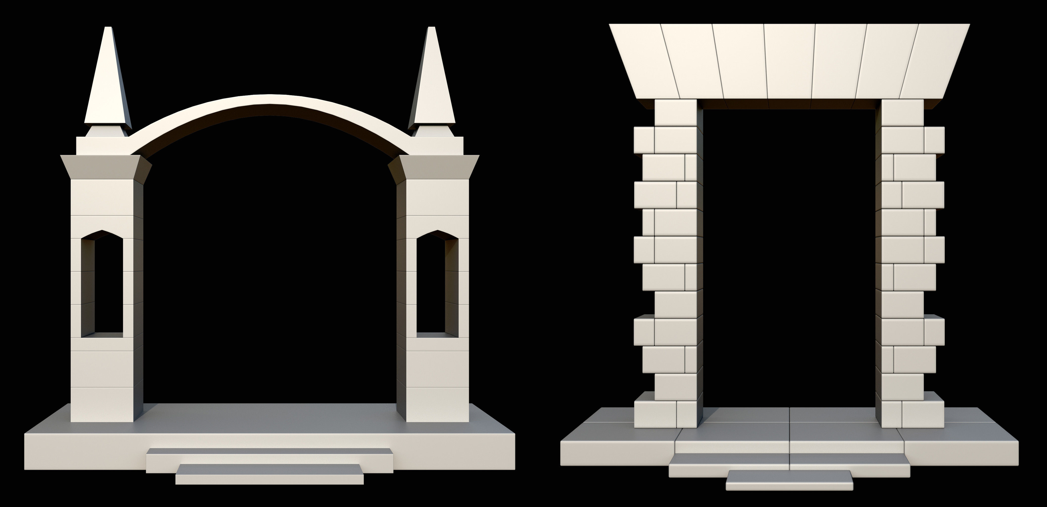 3D model 35 Arch Base Mesh Pack VR / AR / low-poly | CGTrader