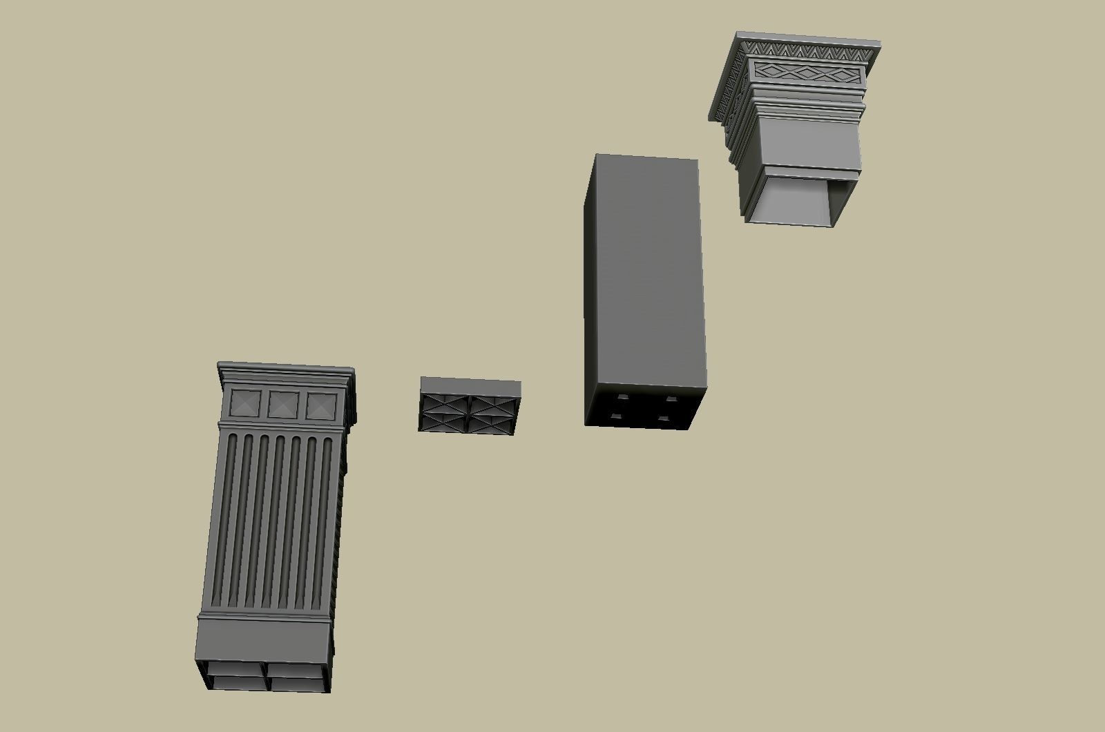 Printable 3D Model Components of Retro Upholstery Columns 3D model 3D ...