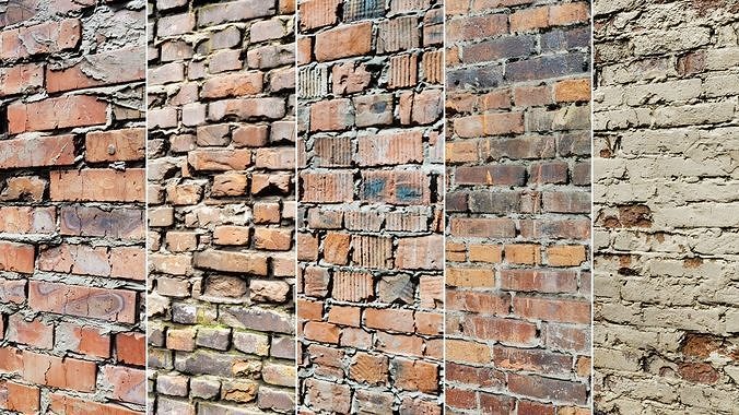 3D model UE Damaged brick walls part 01 VR / AR / low-poly | CGTrader