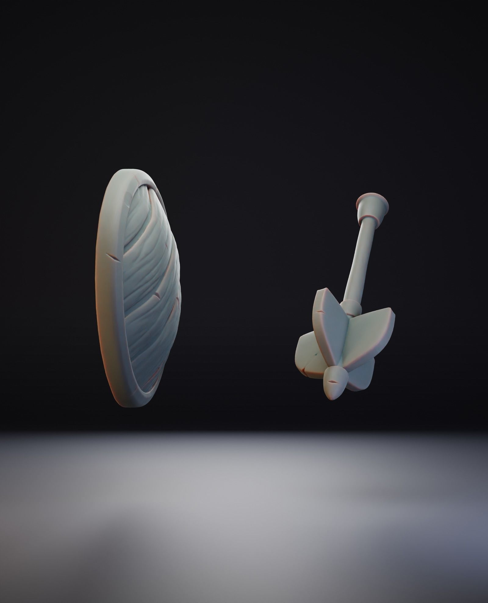 Simple Warcraft Weapons - Mace and Shield 3D model 3D printable | CGTrader