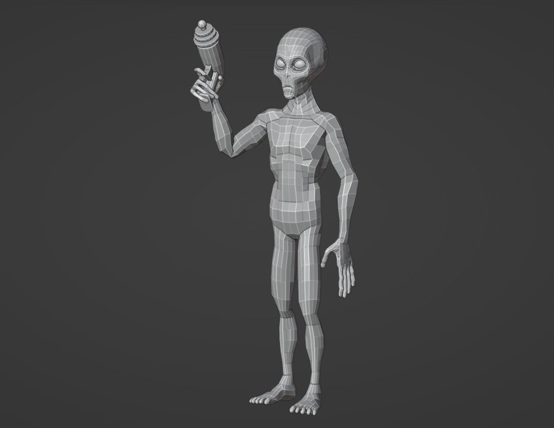 3D model Space Alien UFO Sci-fi character Rigged VR / AR / low-poly ...