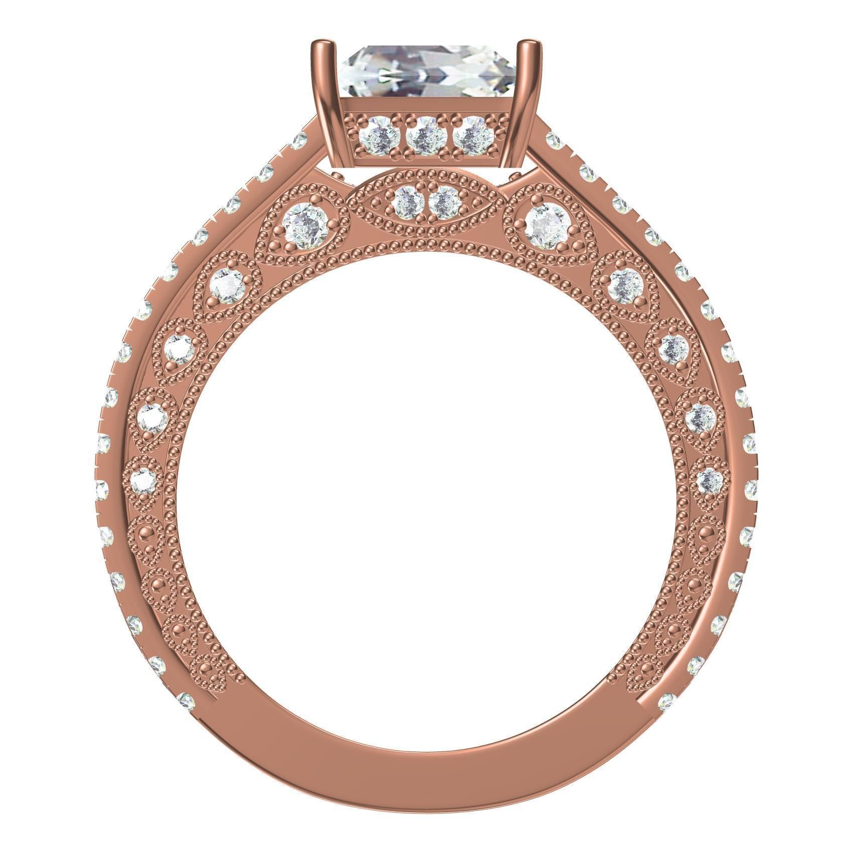 Unique Luxury Princess Ring Ret for Women 3D model 3D printable | CGTrader