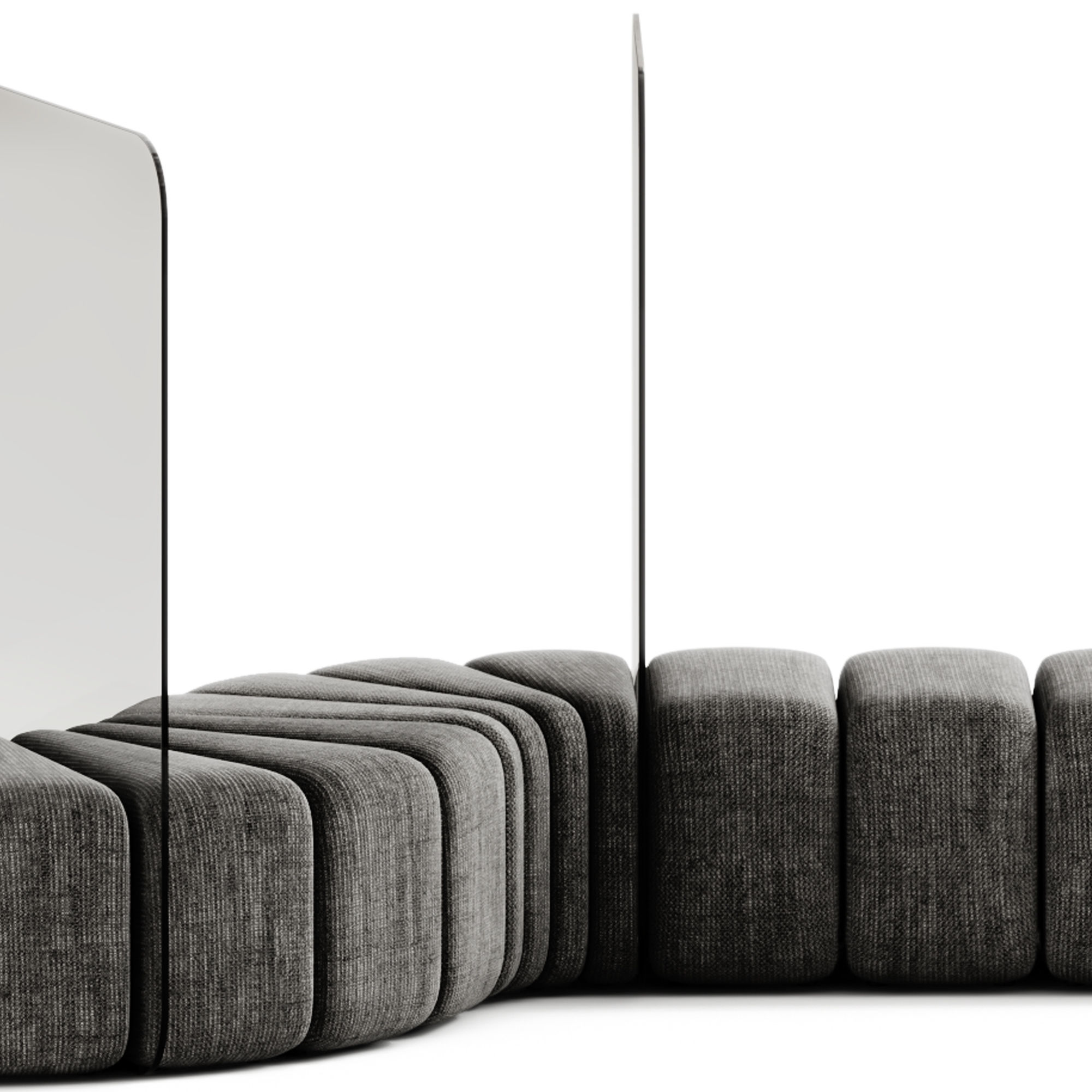 Bla Station Bob Curved Module Pouf with Plexiglass Divider 3D model ...