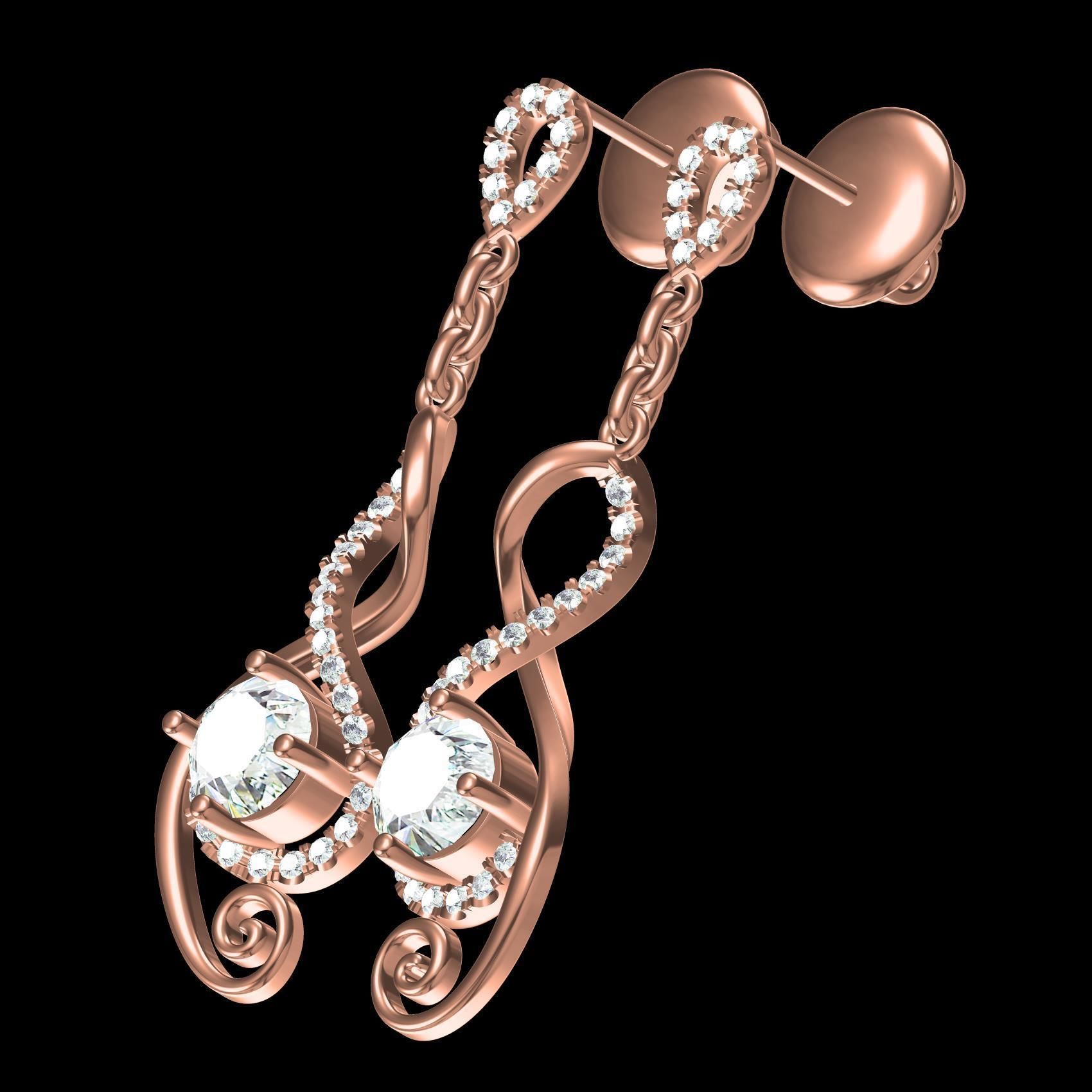 Elegant Diamond Drop Earring 3D model 3D printable | CGTrader