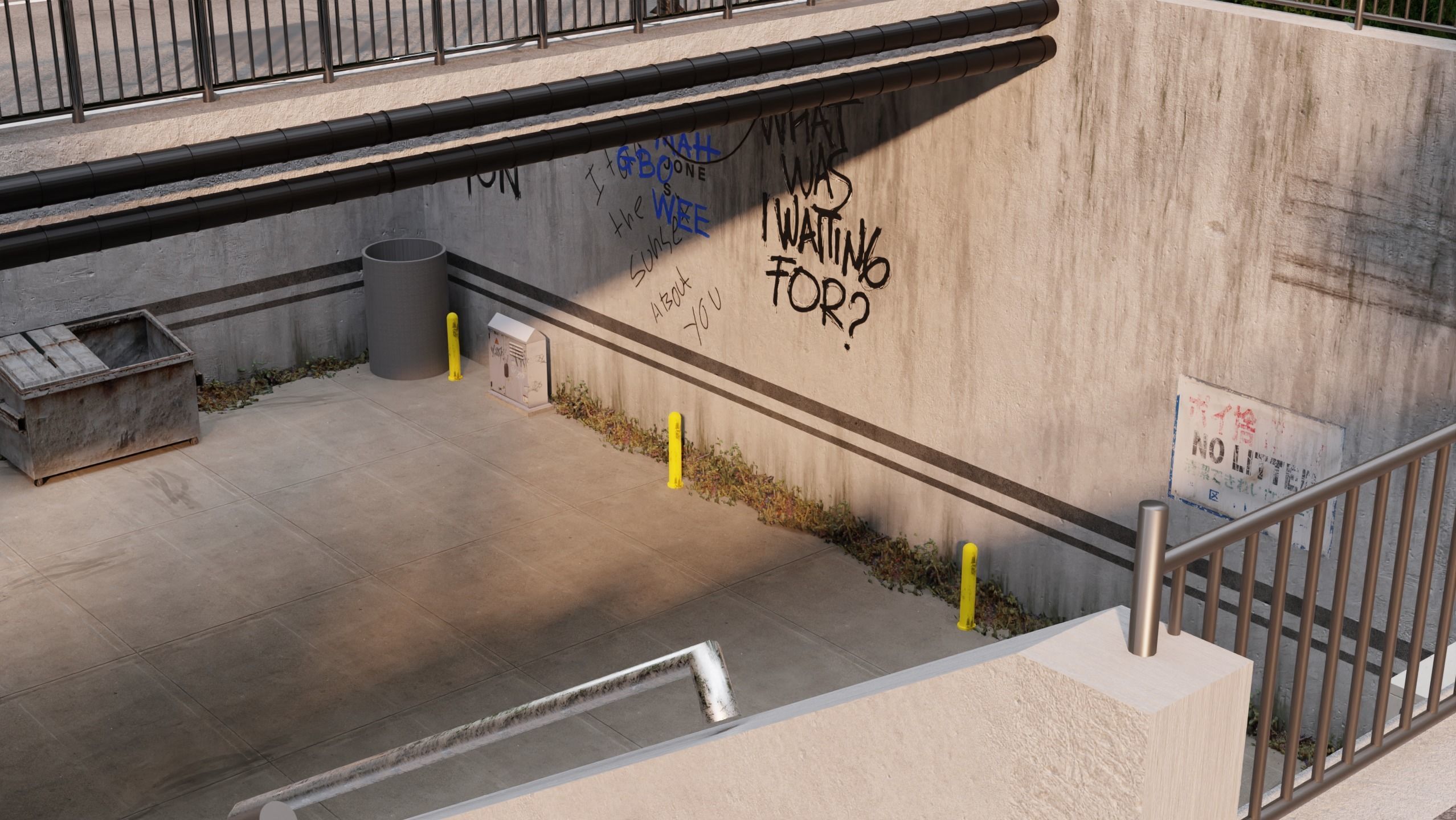 Urban Under Bridge Scene 3D Blend Textured FBX OBJ MTL Files 3D model ...