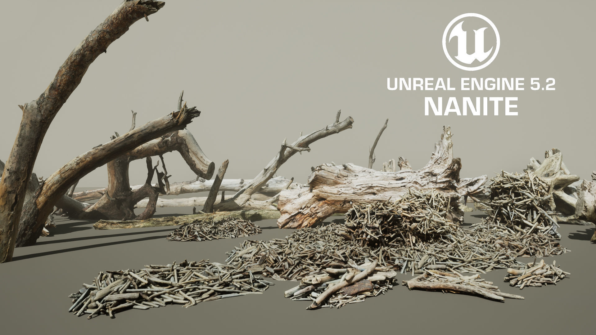 Driftwood Props for Unreal Nanite 3D model | CGTrader