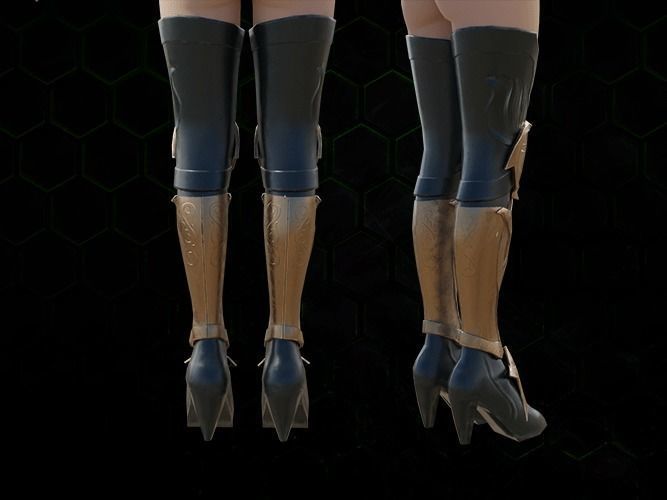 3D model Royal Wind leg armor female lowpoly game asset VR / AR / low ...