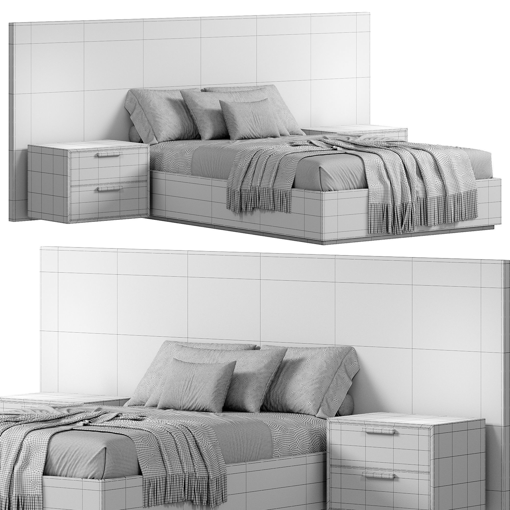 Single bed for hotel room 3D model | CGTrader