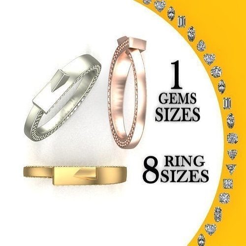 Ring with gems in a circle 3D model 3D printable | CGTrader