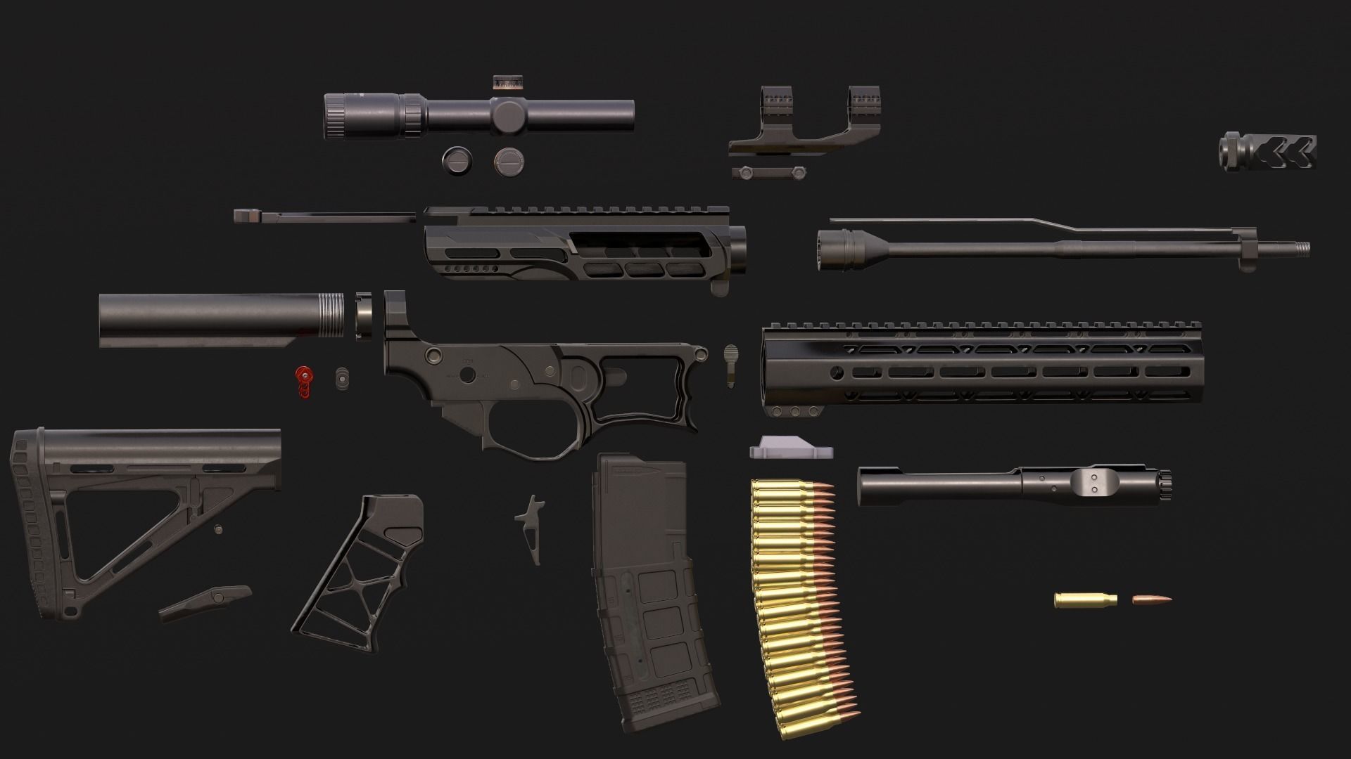 3D model M4 Custom VR / AR / low-poly | CGTrader