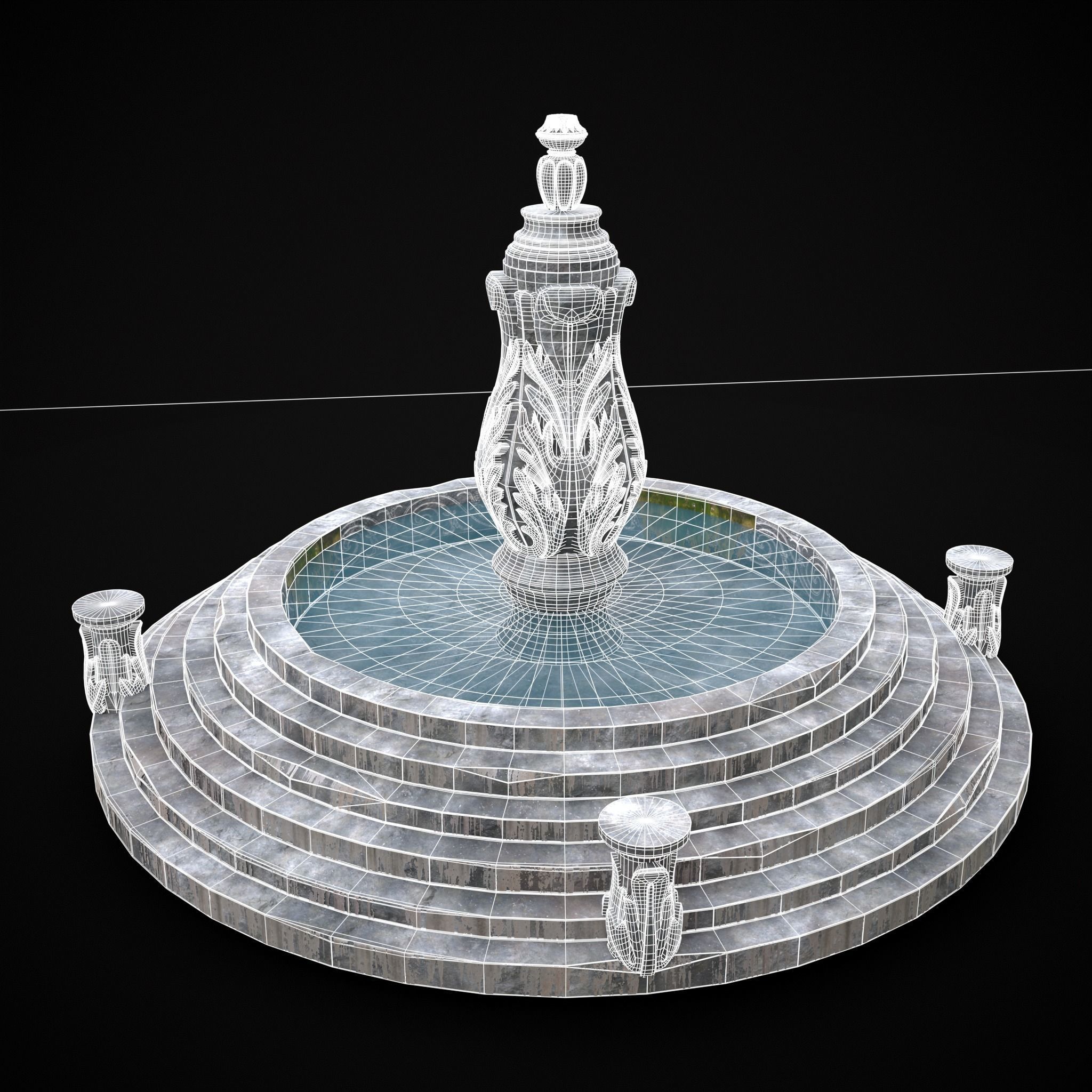 3D model Floral Water Fountain VR / AR / low-poly | CGTrader