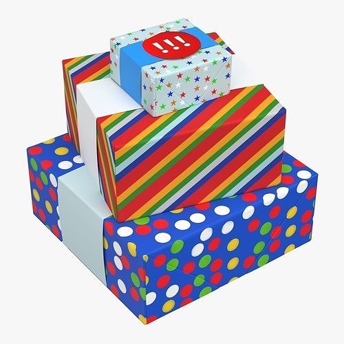 Hallmark Gift Boxes with Wrap Bands 3D model | CGTrader