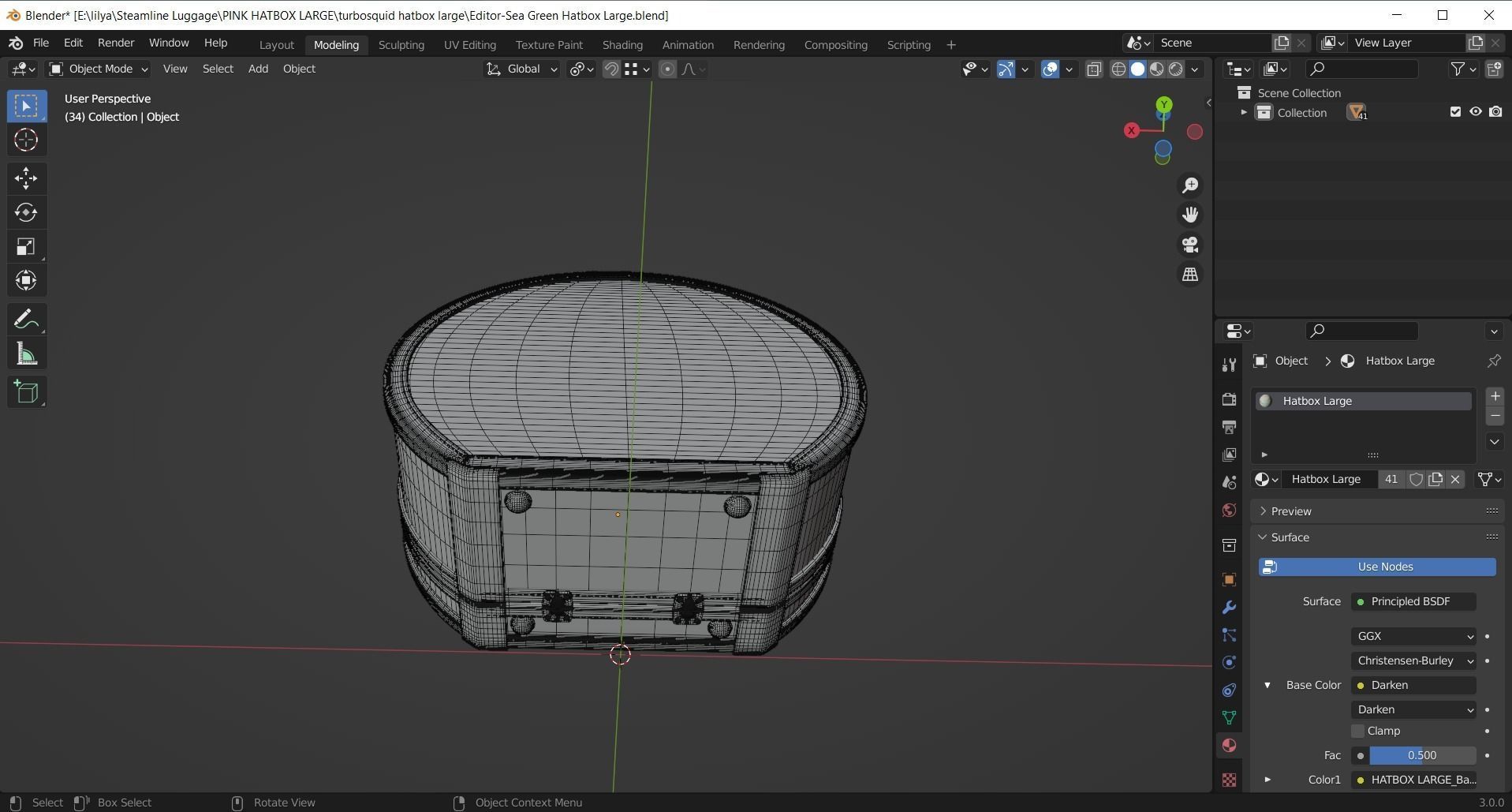 Editor-Sea Green Hatbox Large 3D model | CGTrader