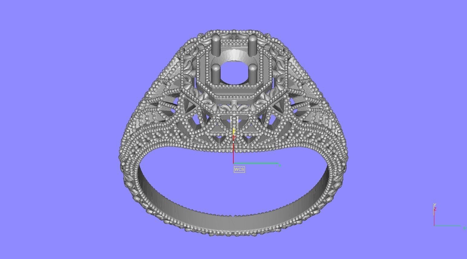 Single Stone Art Deco Filigree Engagement Ring 3D model 3D printable ...