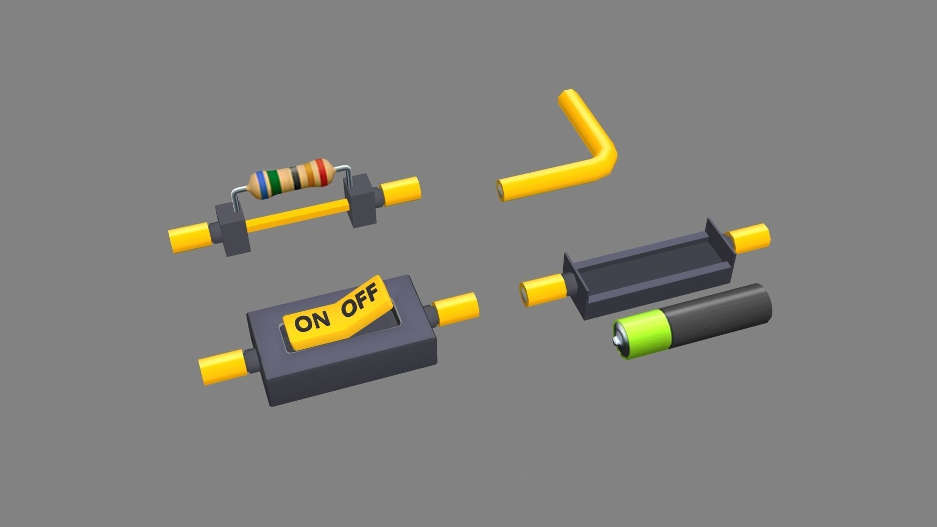 3D model Cartoon electric circuits - Scientific experiments VR / AR ...