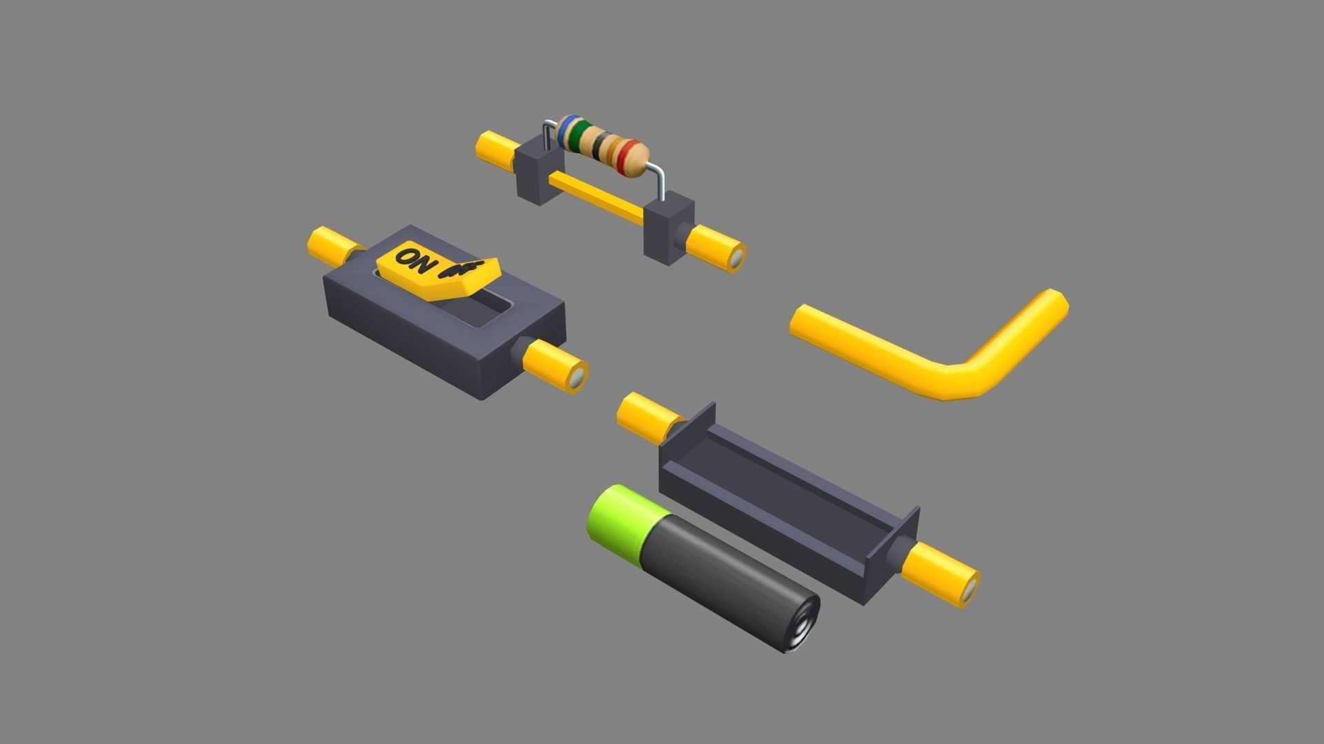 3D model Cartoon electric circuits - Scientific experiments VR / AR ...