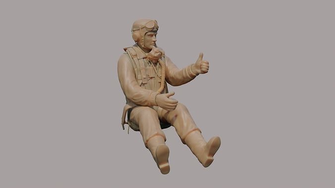 US WWII Fighter Pilot 3D model 3D printable | CGTrader