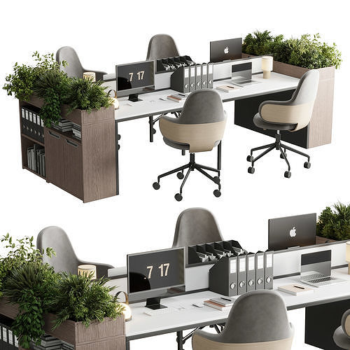 3D model Workplace offfice set office furniture Employee desk 21 VR / AR / low-poly | CGTrader