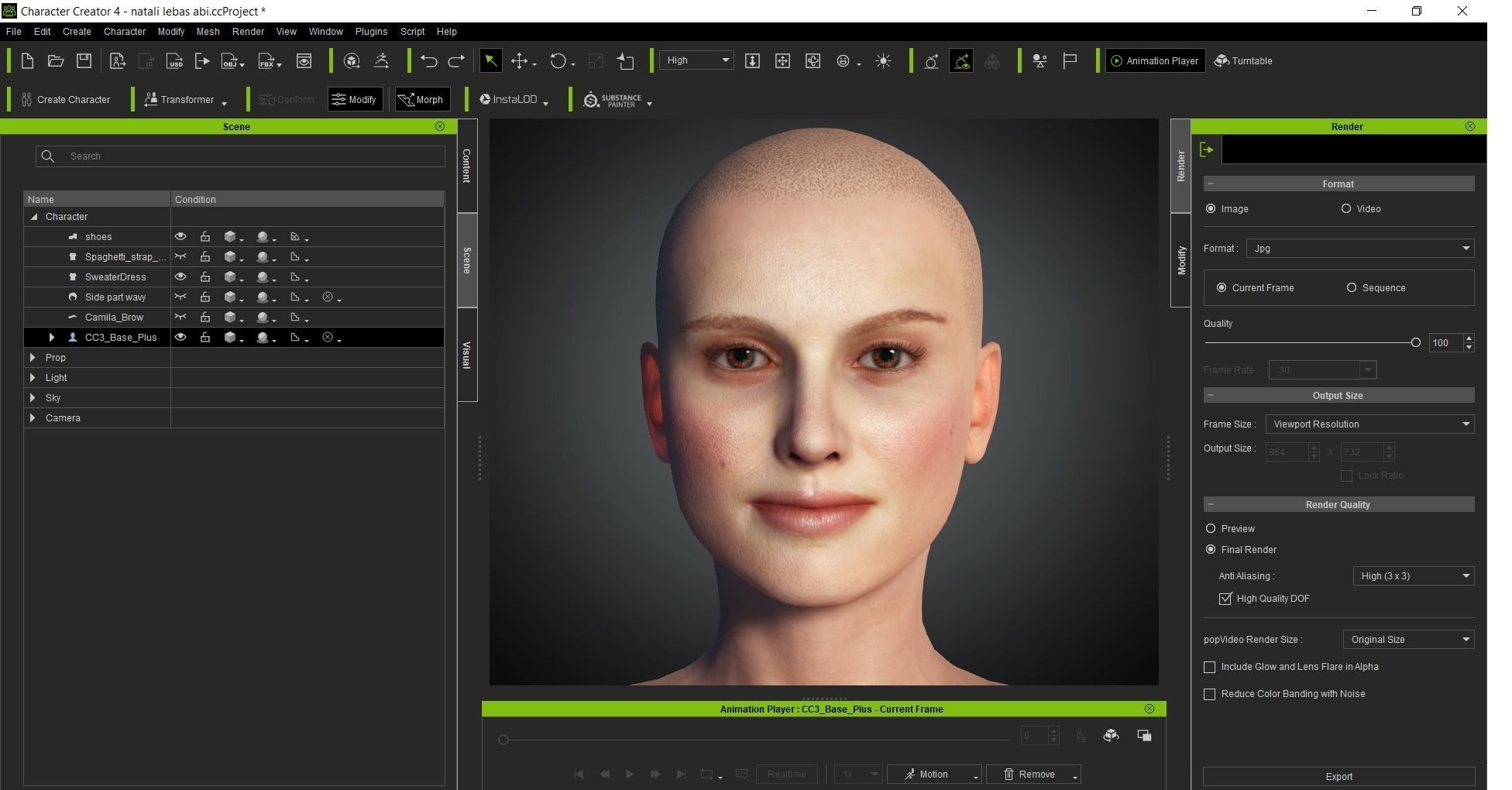 3D model Natalie Portman Rigged animated 2500 Free animations tutorial ...