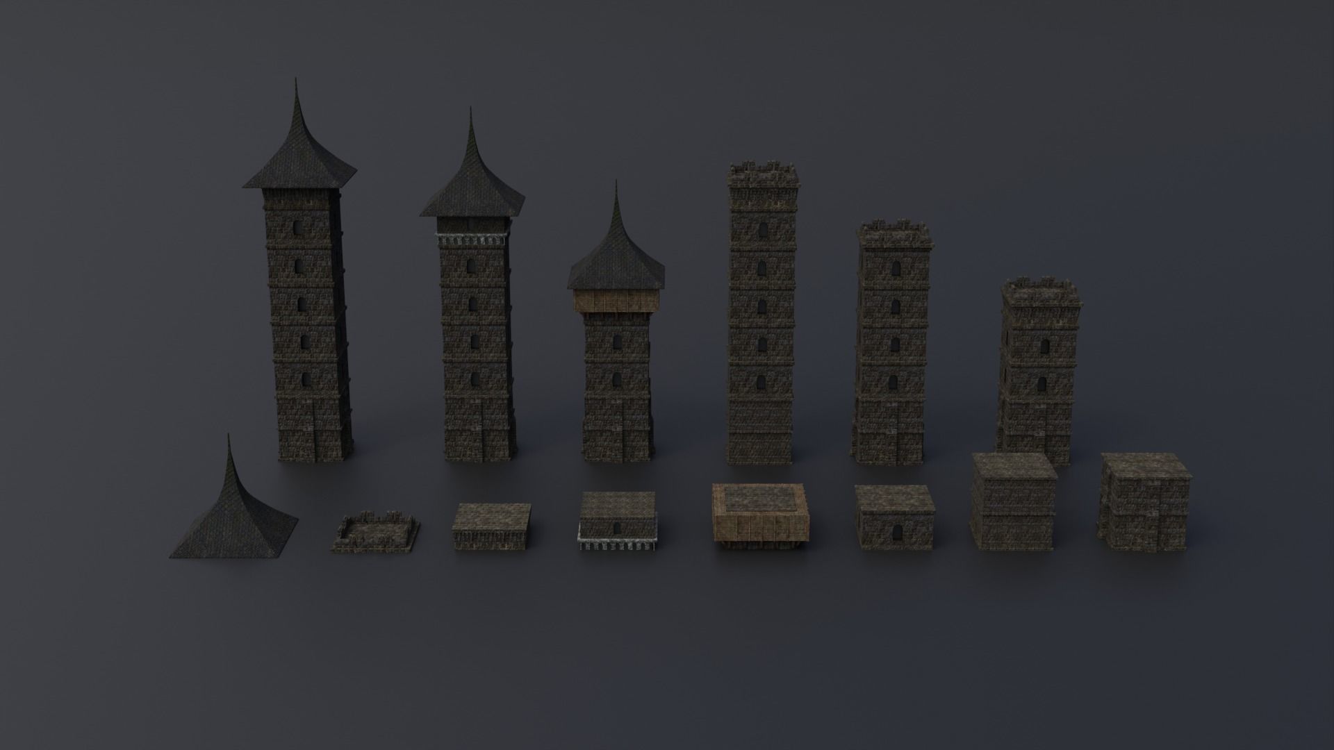 3D model Modular Castle Towers VR / AR / low-poly | CGTrader
