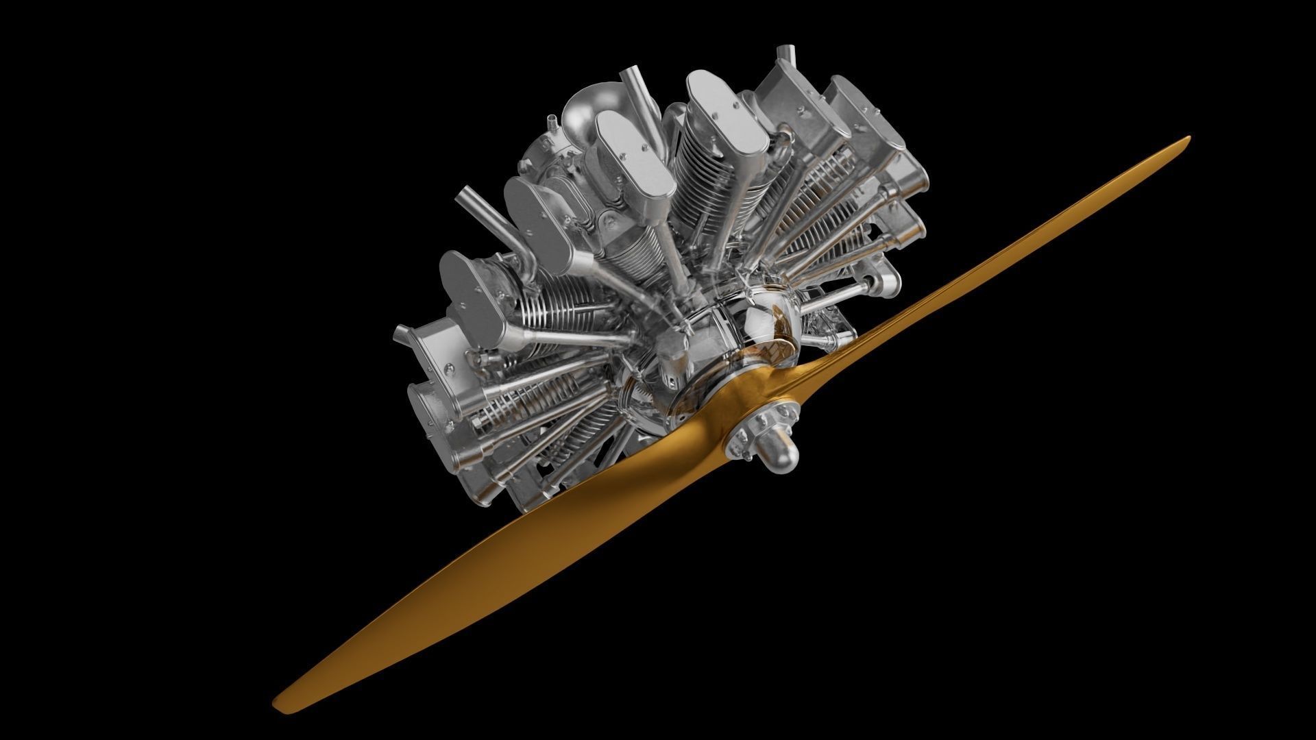 9-cylinder radial engine 3D model | CGTrader