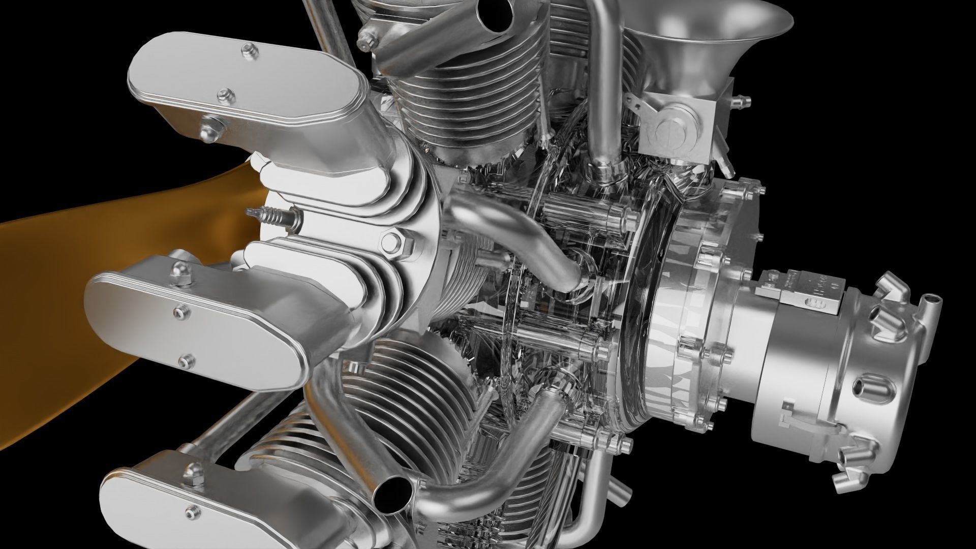 9-cylinder radial engine 3D model | CGTrader