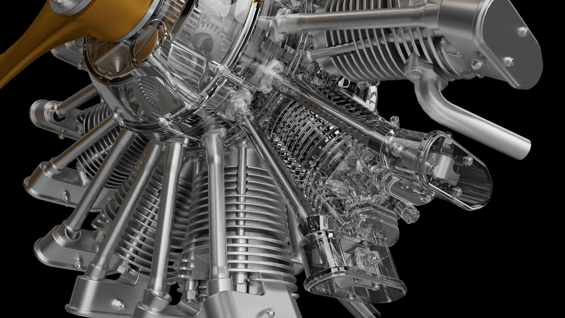 9-cylinder radial engine 3D model | CGTrader