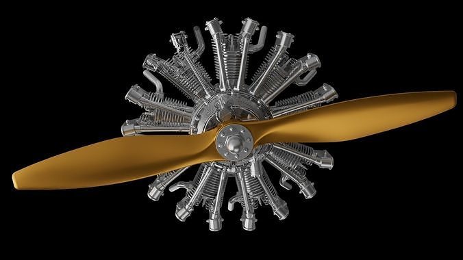 9-cylinder radial engine 3D model | CGTrader