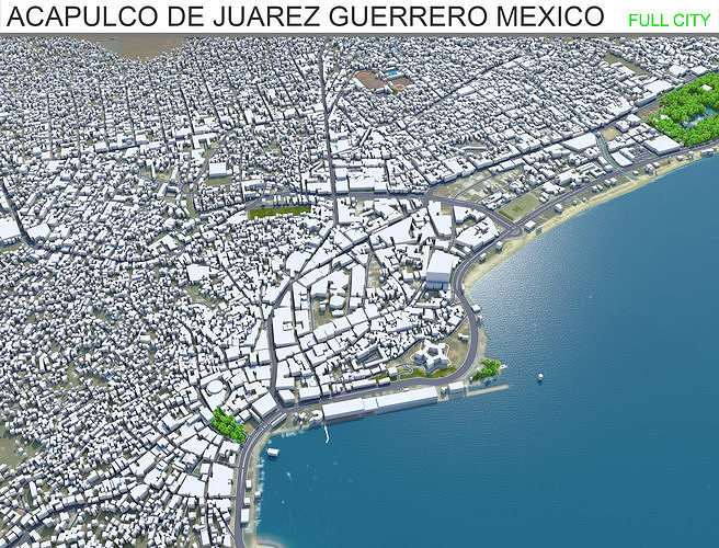 3D model Acapulco de Juarez Guerrero Mexico 40km VR / AR / low-poly ...