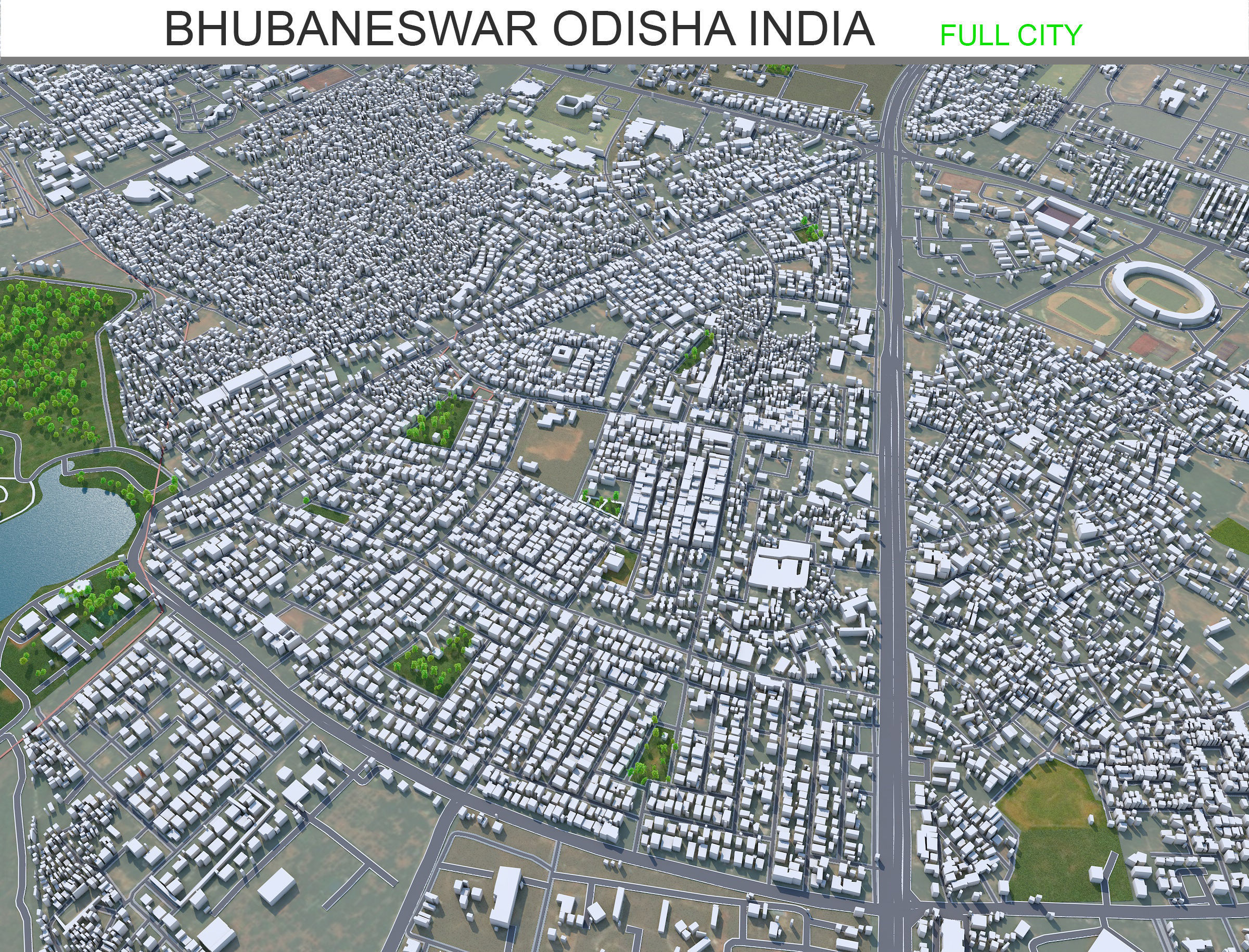 3D model Bhubaneswar Odisha India 20km VR / AR / low-poly | CGTrader