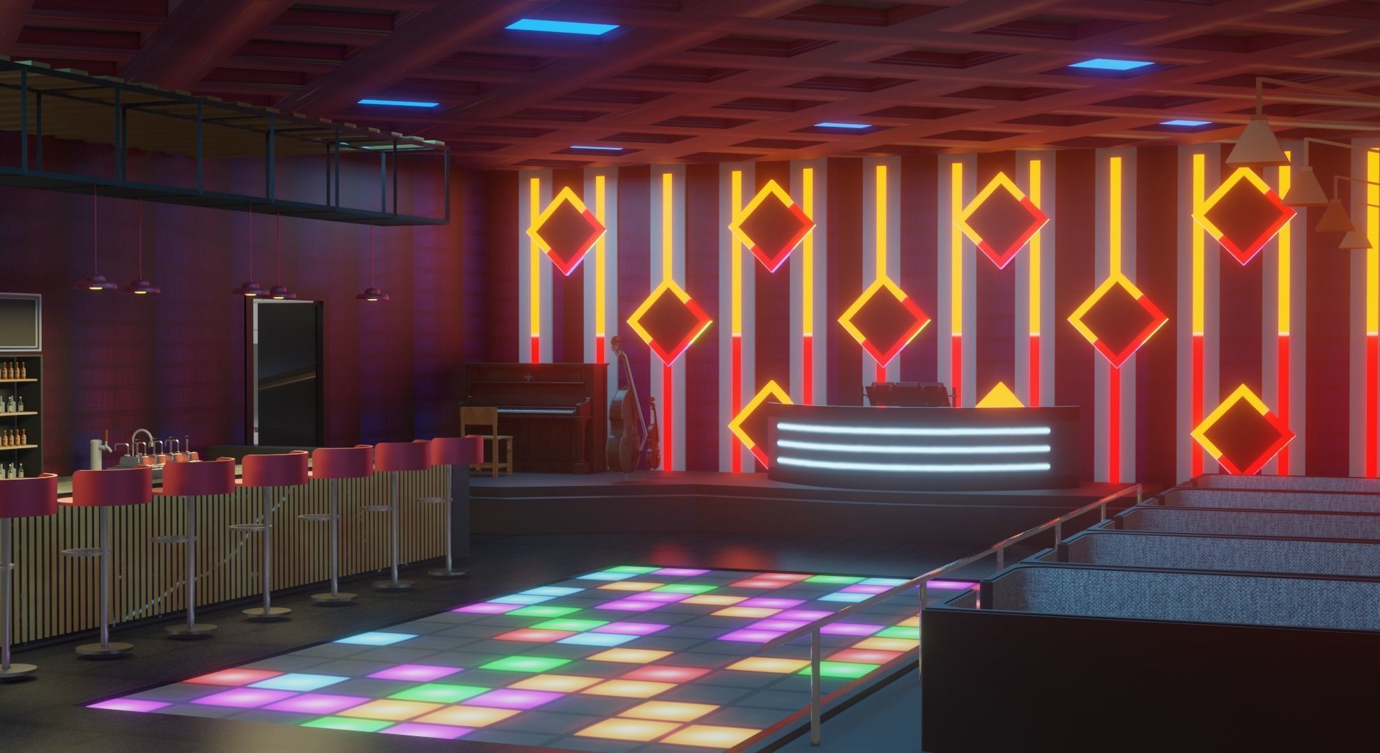 3D model Night club environment with interior - Lowpoly VR / AR / low ...