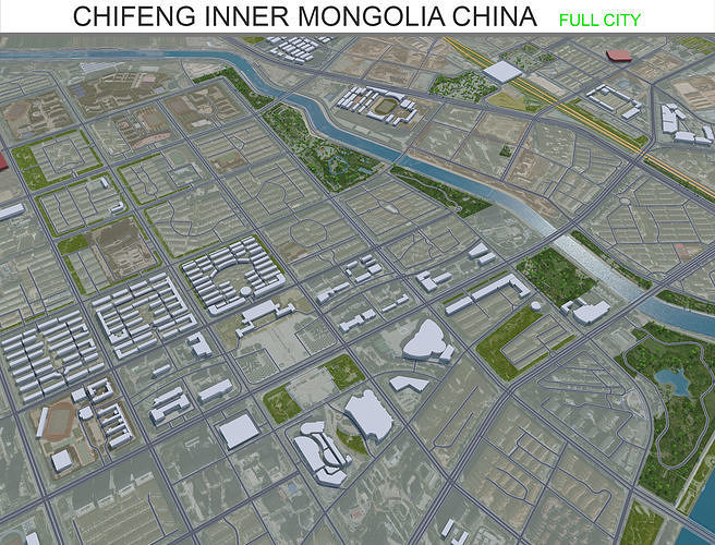 Chifeng Inner Mongolia China 35km free VR / AR / low-poly 3D model ...