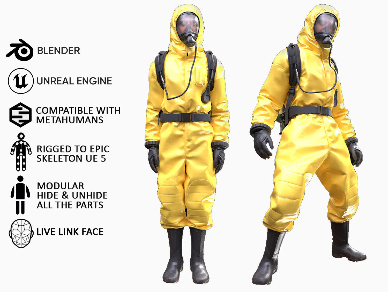 3D model Man - Protective Suit - Modular - Rigged VR / AR / low-poly ...