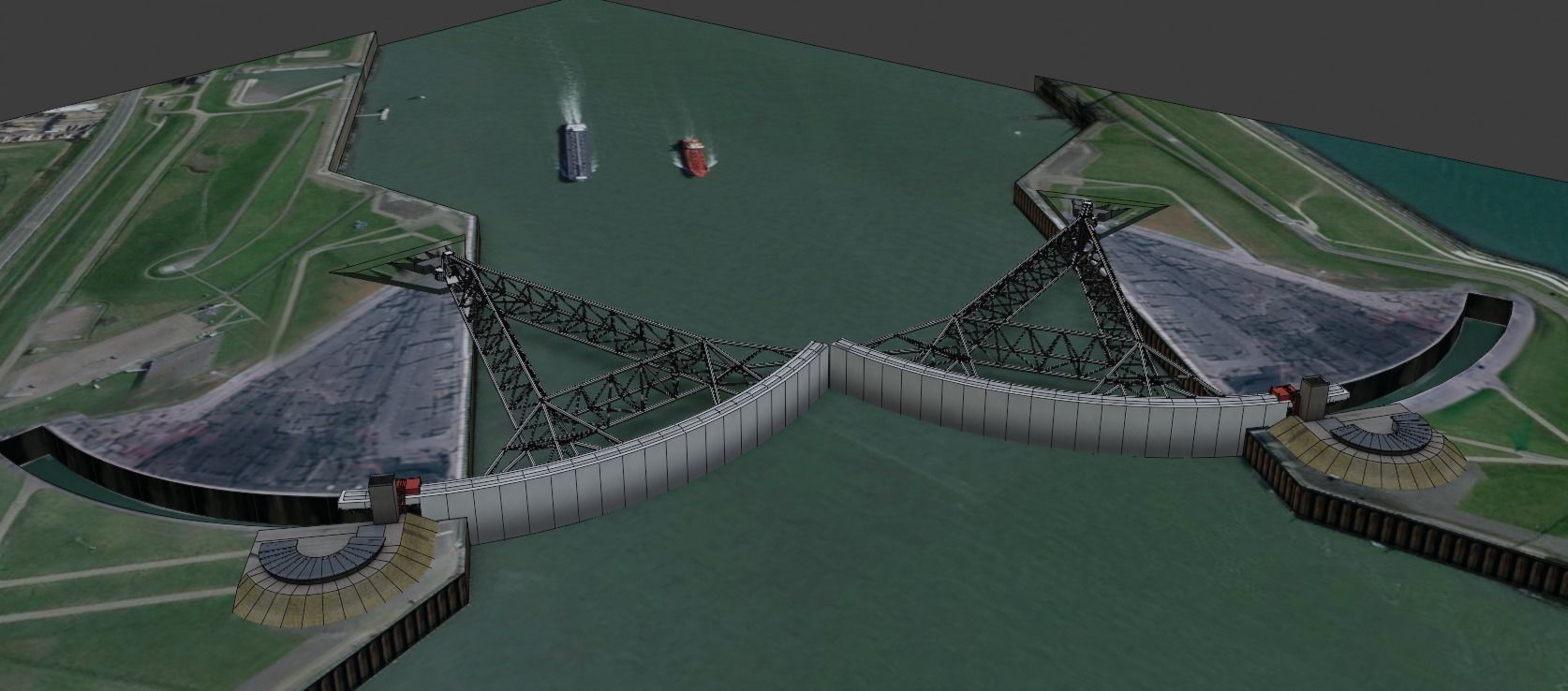 3D model Maeslantkering storm surge barrier 3d model VR / AR / low-poly ...