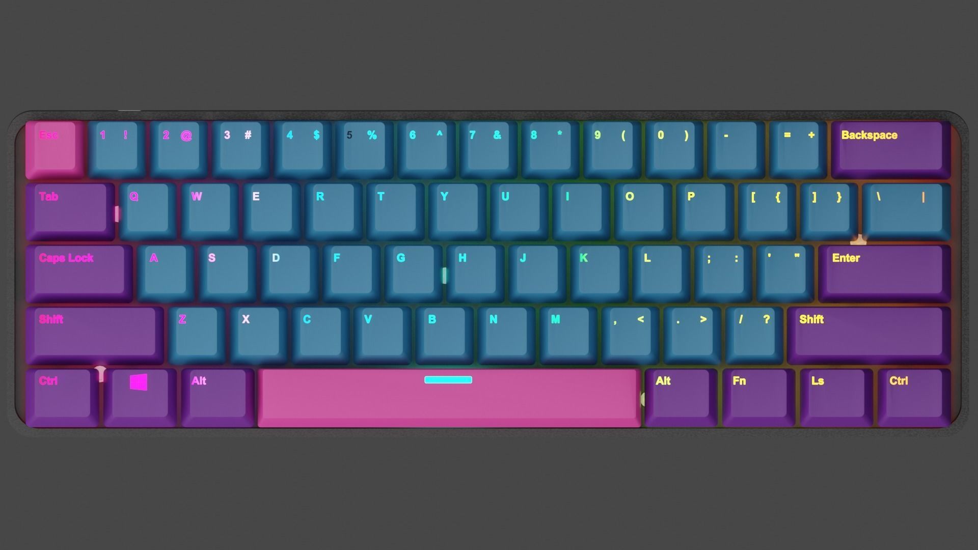 60 RGB Keyboard 3D model | CGTrader