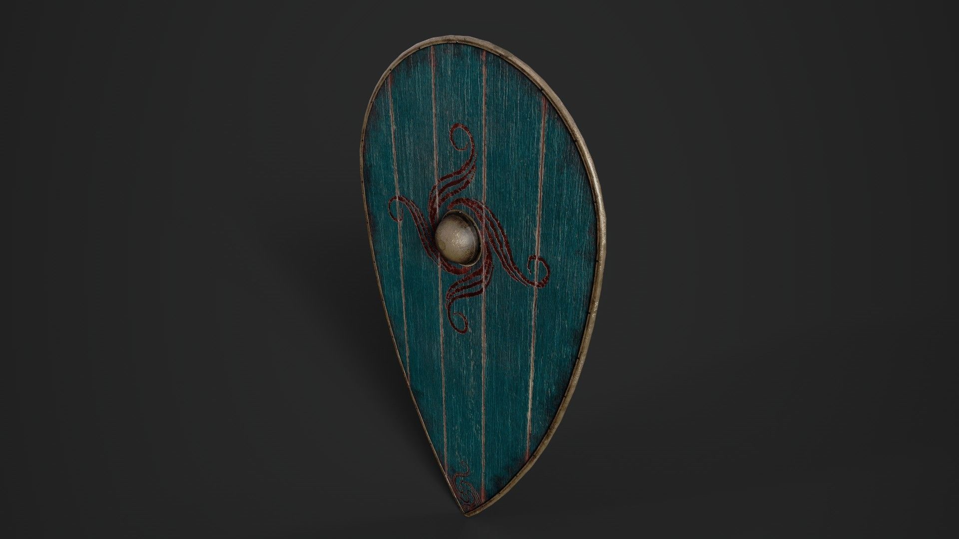 3D model Slavic kite wooden shield-painted blue with spiral symbol VR / AR / low-poly | CGTrader