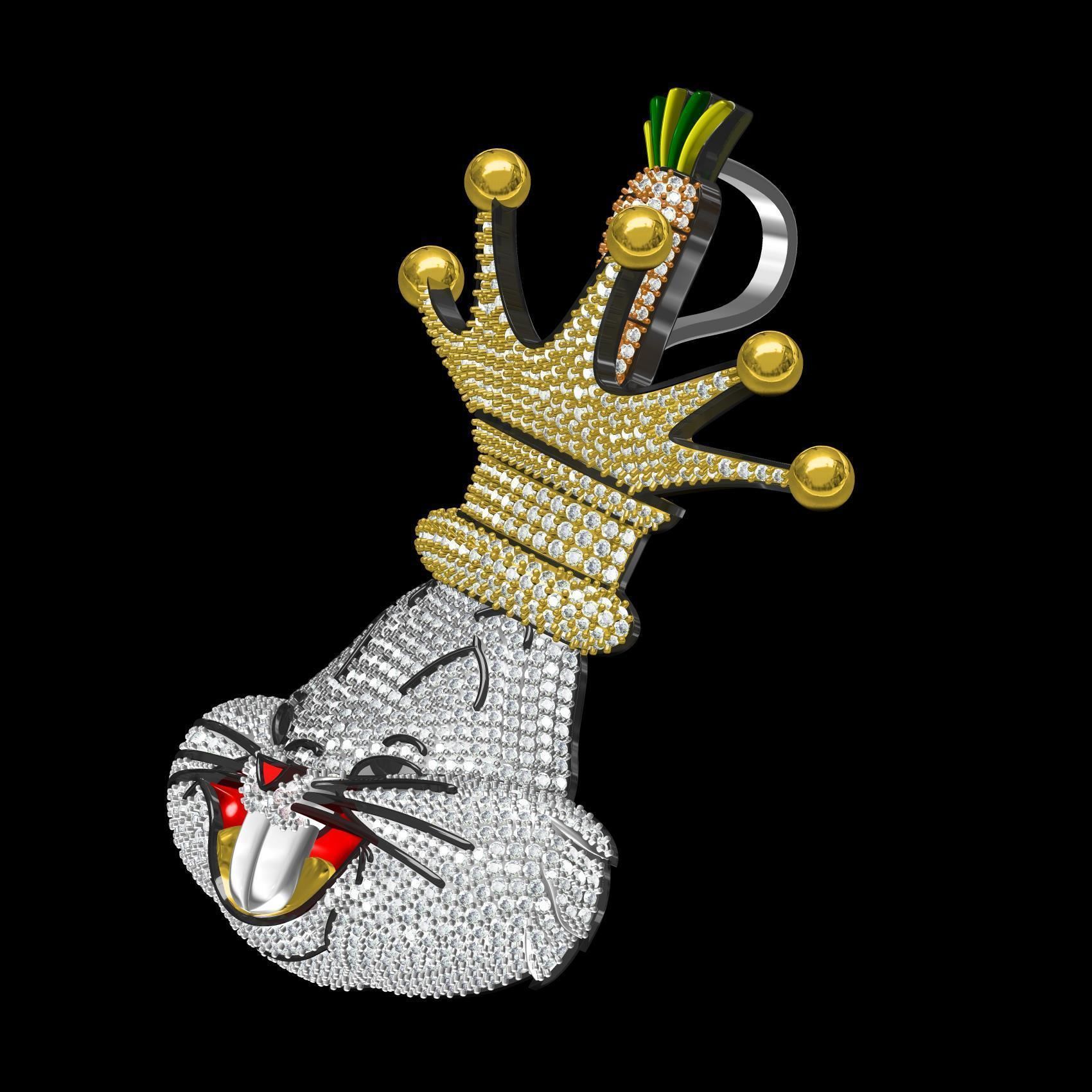 Bug Bunny King Diamond Hip Hop Pendant 3D model 3D printable | CGTrader