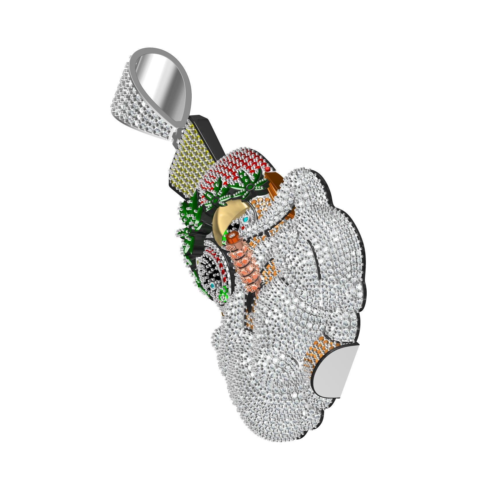 Cartoon Caracter Iced Diamond Hip Hop Pendant 3D model 3D printable ...