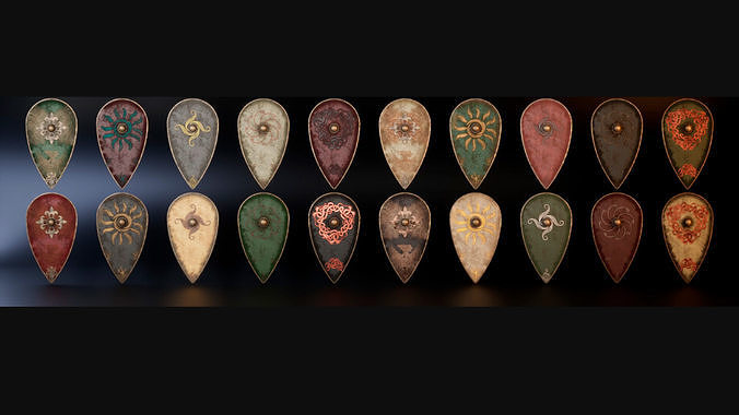 Slavic kite leather shields 20 pieces 3D Model Collection | CGTrader