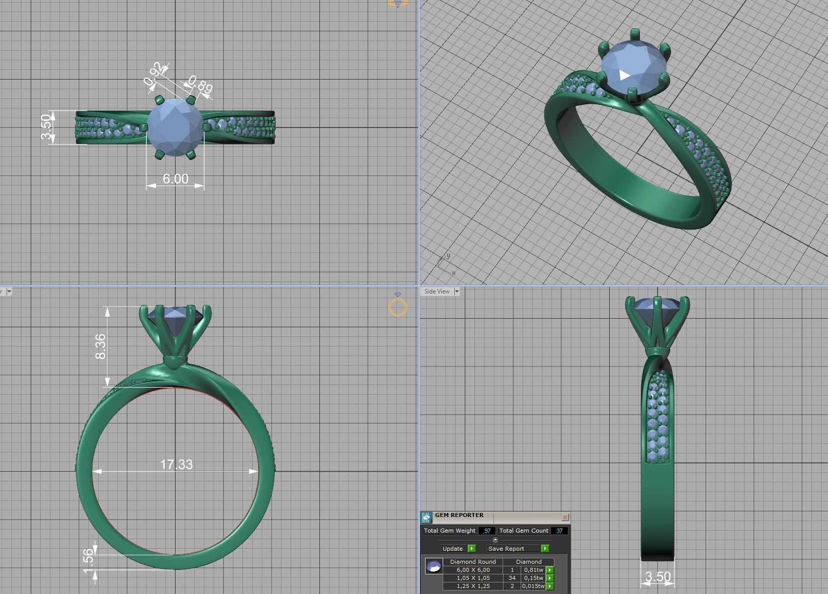 Classic Bridal Set Mobius Rings Engagement and Matching band 3D model ...