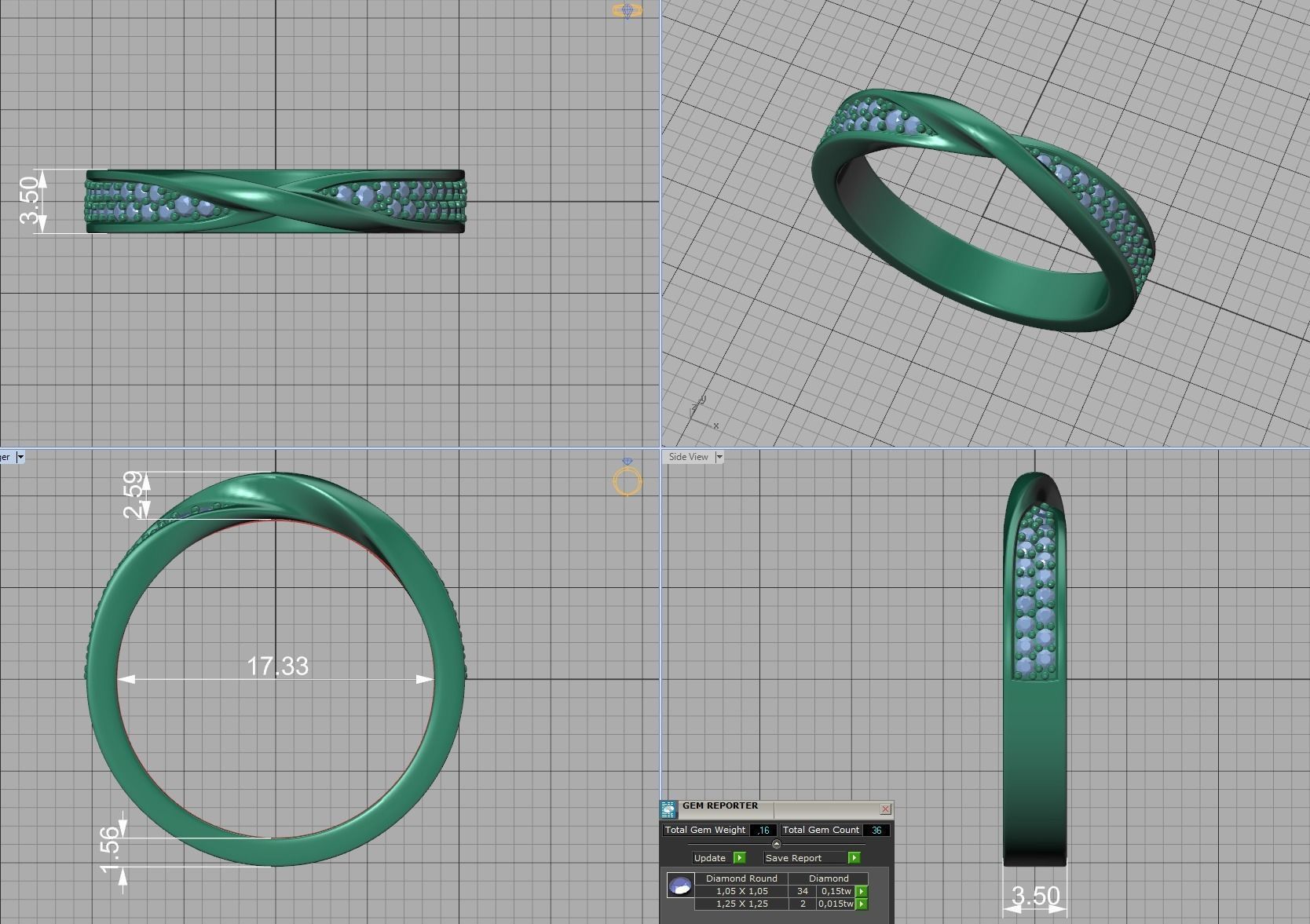 Classic Bridal Set Mobius Rings Engagement and Matching band 3D model ...