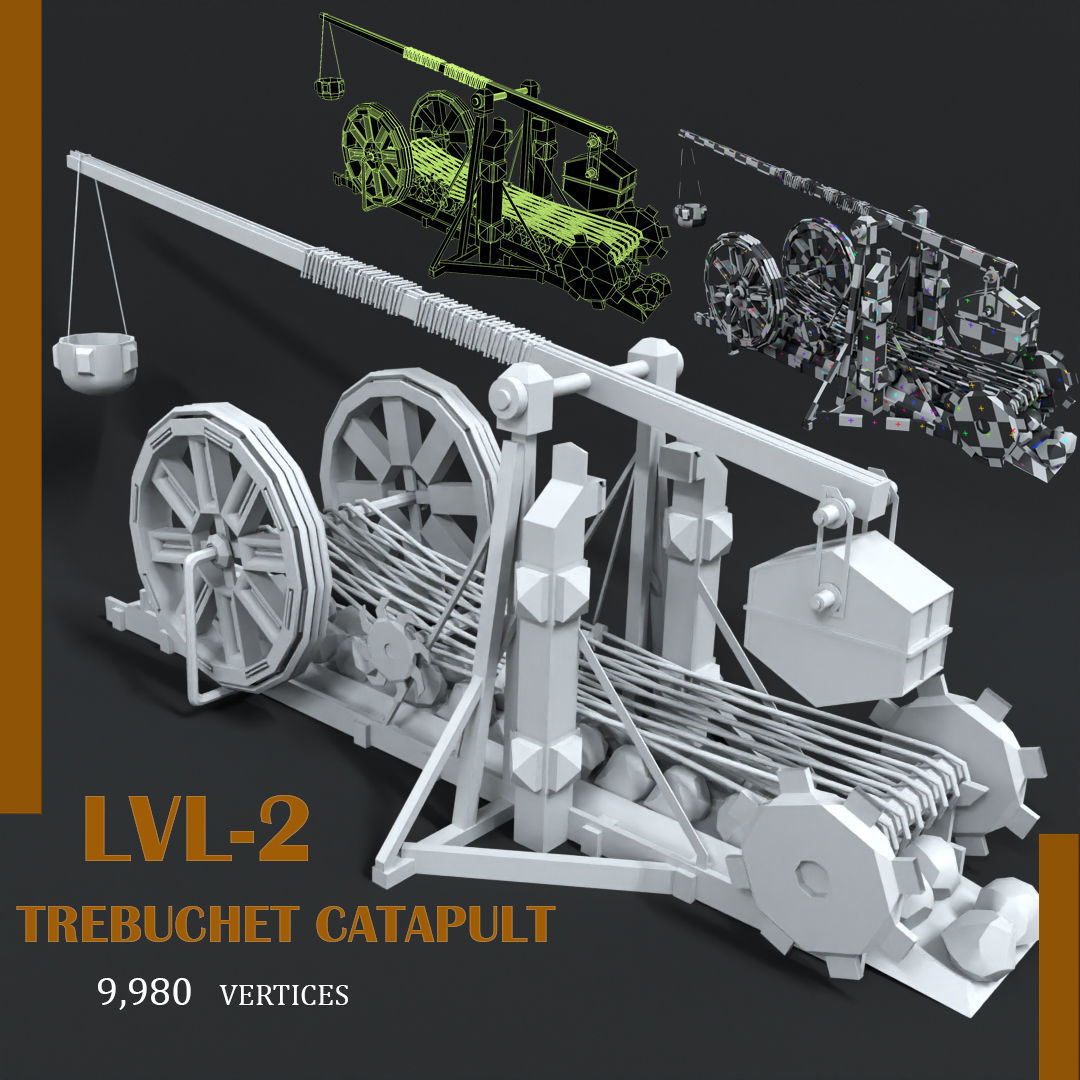 3D model 17 Base-Mesh Catapult VR / AR / low-poly | CGTrader