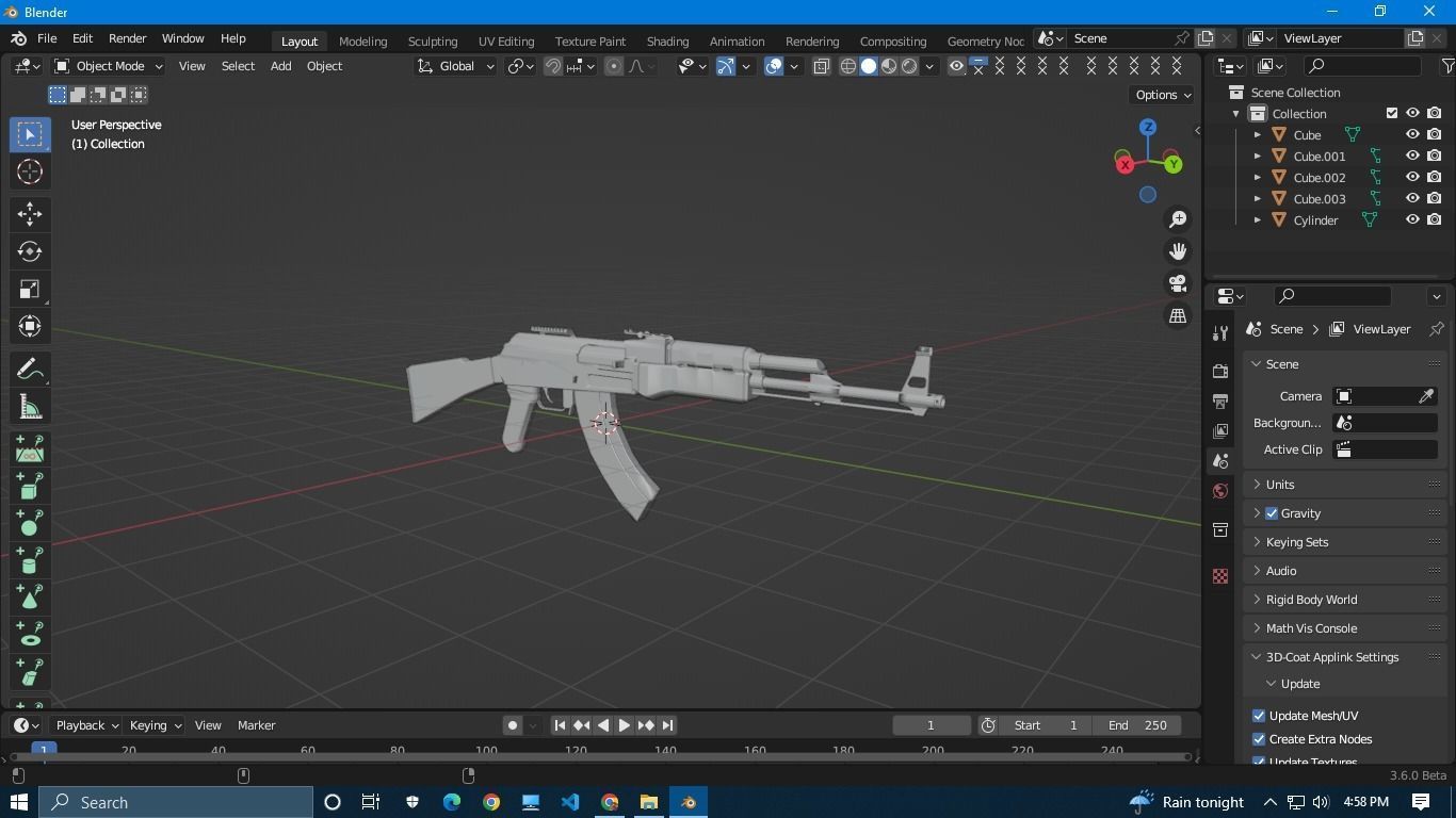 gun AK47 3D model | CGTrader