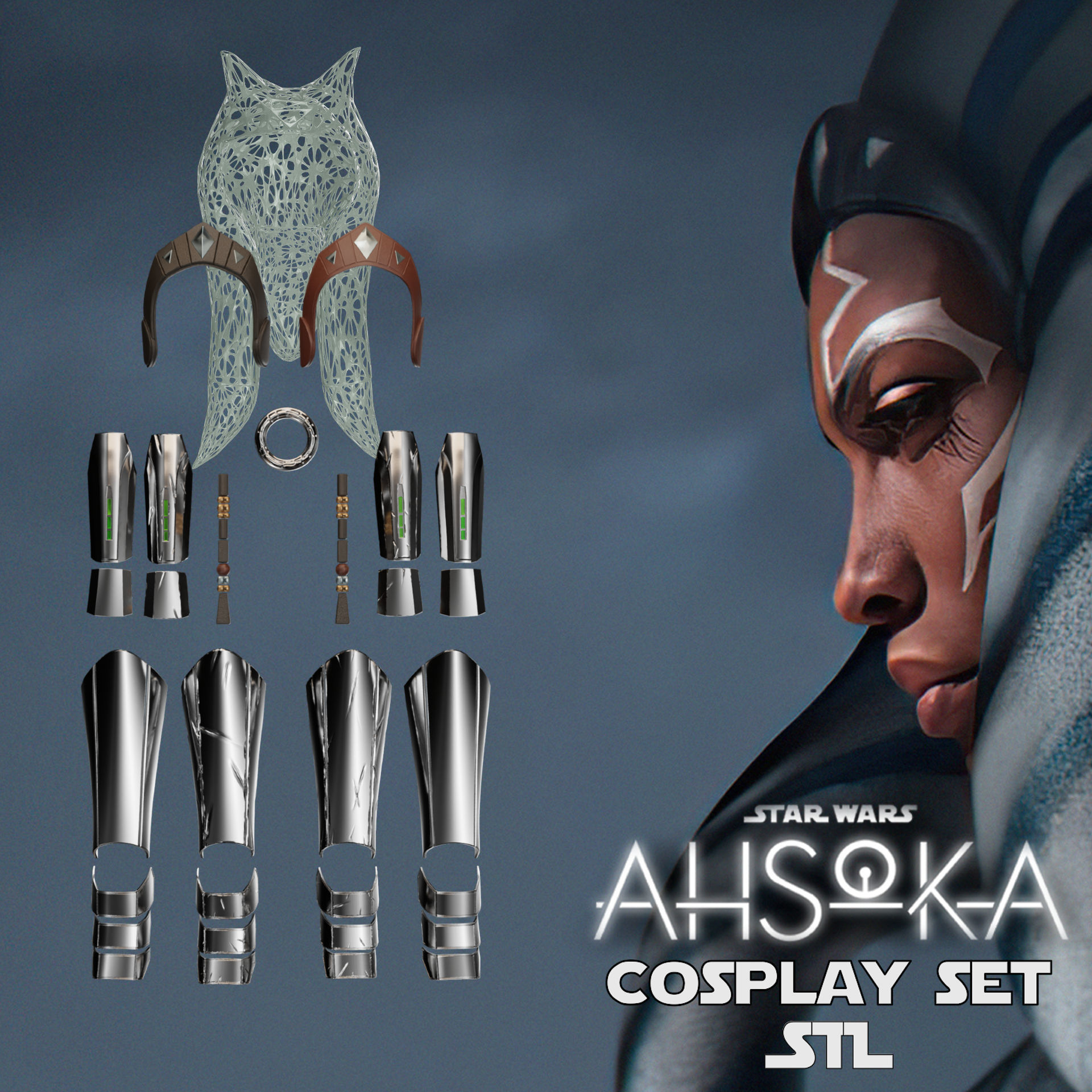 Ahsoka TV series 2023 cosplay Set STL 3D model 3D printable | CGTrader