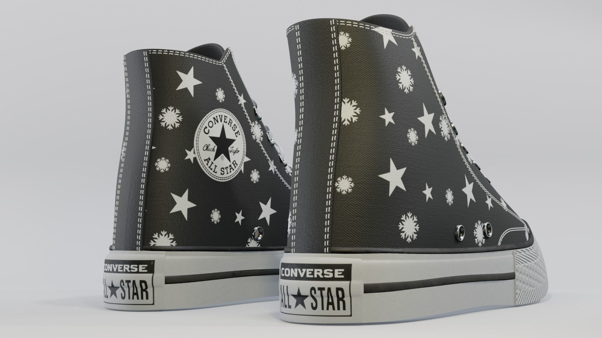 Basketball Leather Shoes Converse All star Stars and Snowflakes 3D ...